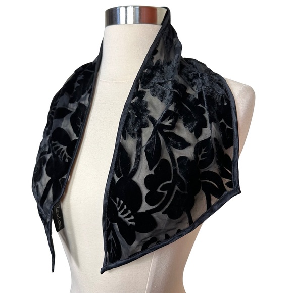 Zazou Luxe | Accessories | Zazou Luxe Silk Black Velvet Floral Semi ...